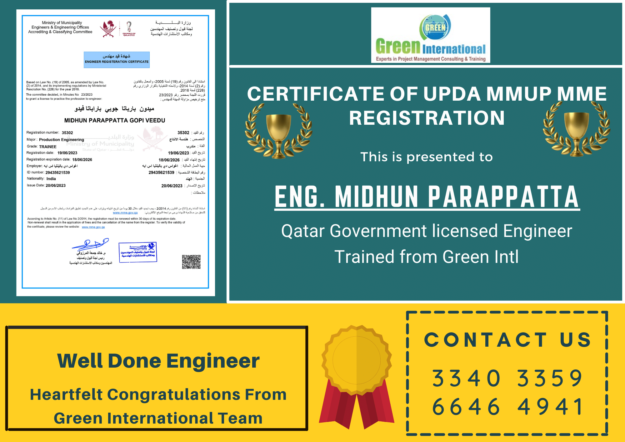 Midhun_UPDA Mechanical | Green International, Qatar